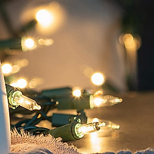 SWEET SHINE Clear Christmas Lights, 200 Lights 66 ft Green Wire, Pack of 2 Strands 100 Count UL Listed Holiday String Light (Clear - Green Wire)