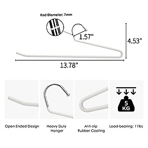 SHIMOYAMA Pants Hangers, 10 Pack, Open-Ended Trousers Hangers, Space-Saving Clothes Hanger, White and Black