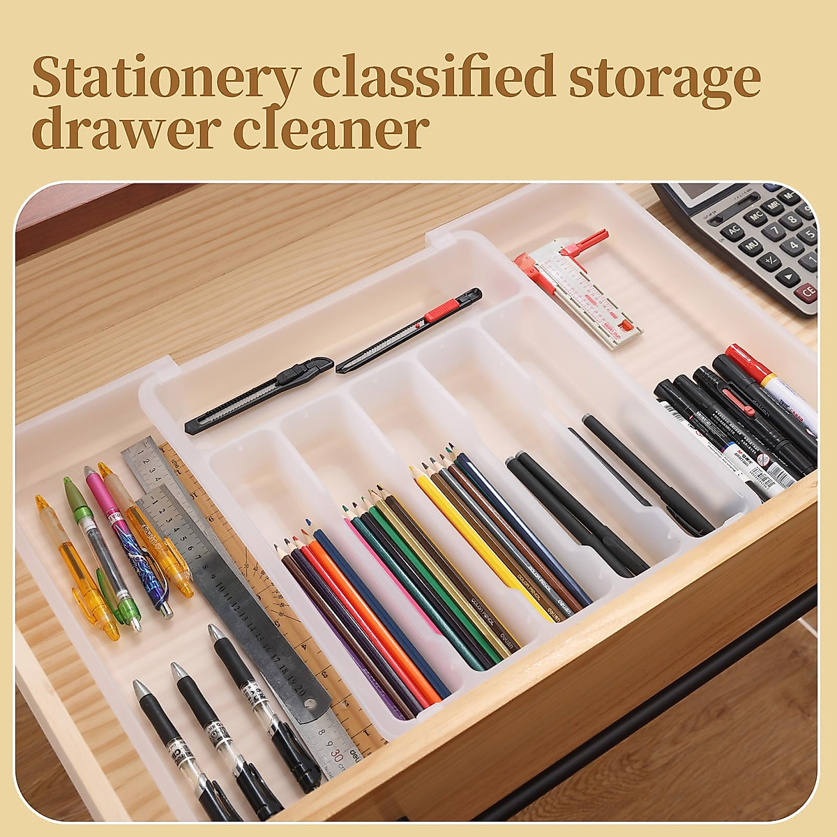 Stuozae Silverware Drawer Organizer, Expandable Utensil Tray for Kitchen, BPA Free Flatware and, pandable Utensil Tray for Kitchen Adjustable utensil drawer,With Expandable dividers