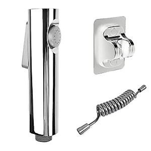 HOUNIIXIE Upgrades ABS Toilet Hand Spray with Adjustable Water Flows Diaper Washer Pet Shower Set Ergonomical Toilet Bidet Sprayer, Silver