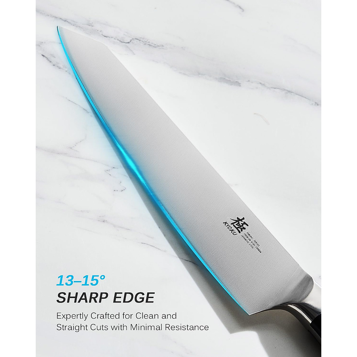 KYOKU 8.5" Kiritsuke Chef Knife, Samurai Series Japanese Chef Knife with Pakkawood Handle, Japanese High Carbon Steel Knife for Kitchen