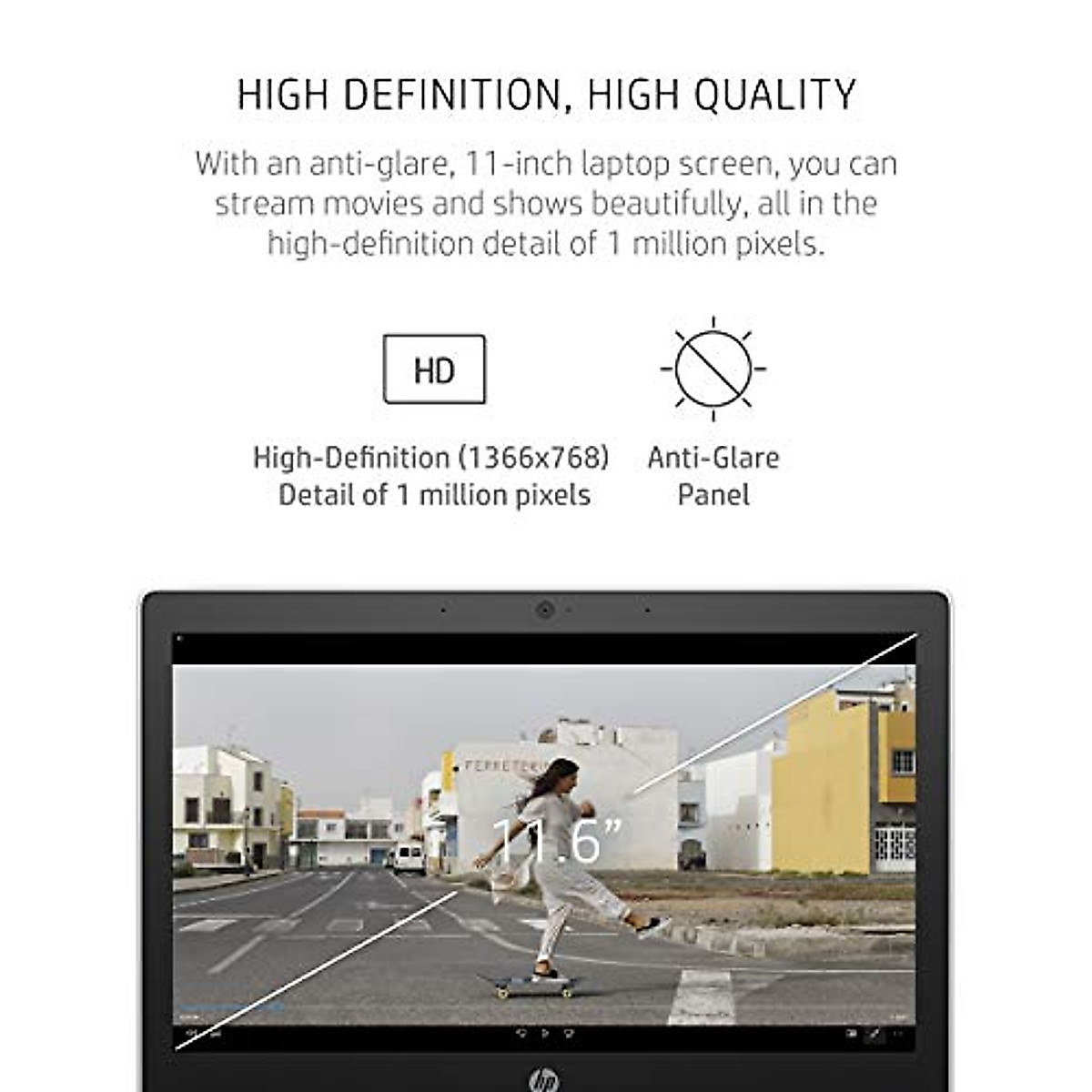 HP Chromebook 11-inch Laptop - MediaTek - MT8183 - 4 GB RAM - 32 GB eMMC Storage - 11.6-inch HD IPS Touchscreen - with Chrome OS™ - (11a-na0050nr, 2020 model, Snow White)