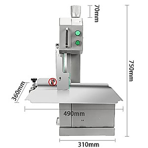 850W Commercial Meat Saw Bone Cutter 19.1"x14.2" Workbench for Butchering, 110V 1.2HP Butcher Bandsaw Electric Frozen Meat Cutting Machine with 6 Sawing Blade