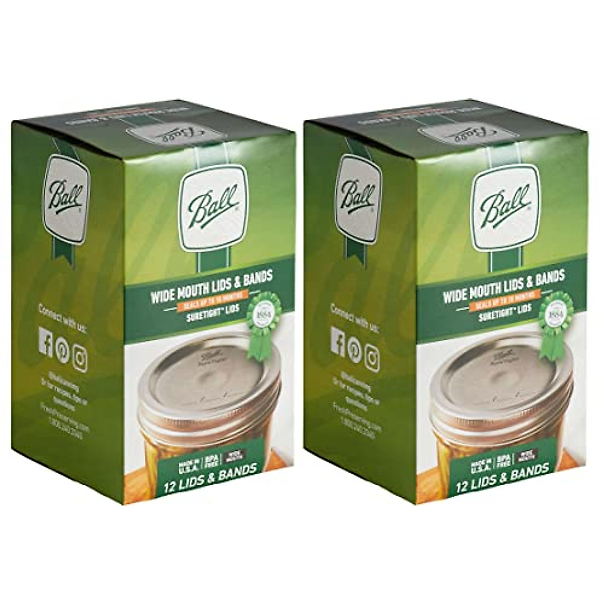 Ball Jars Wide Mouth Lids & Bands 2 Pack (24 Lids and 24 Bands)