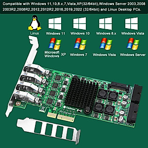 FebSmart 8-Ports PCIE Superspeed 5Gbps USB 3.0 Card for Windows and Linux Desktop PCs, 4X Dedicated 5Gbps USB 3.0 Channel 20Gbps Bandwidth, Built in FebSmart Self-Powered Technology (FS-4C-U8S-Pro)