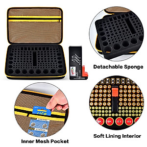 Battery Organizer Storage Case with Tester, Batteries Holder Box Carrying Container Bag, Garage Vault Organization Holds 162+ Battery Variety Pack AA AAA AAAA C D 9V 3V Lithium(No Batteries)