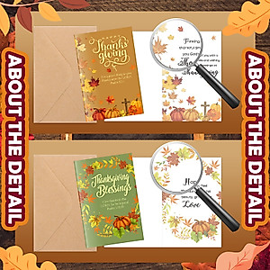 Dispowreath 50 Sets Thanksgiving Greeting Cards with Envelopes Religious Cards with Bible Verses Pumpkin Thank You Cards bulk Kraft Envelopes for Fall Autumn Thanksgiving Party Supplies, 4 x 6 Inch