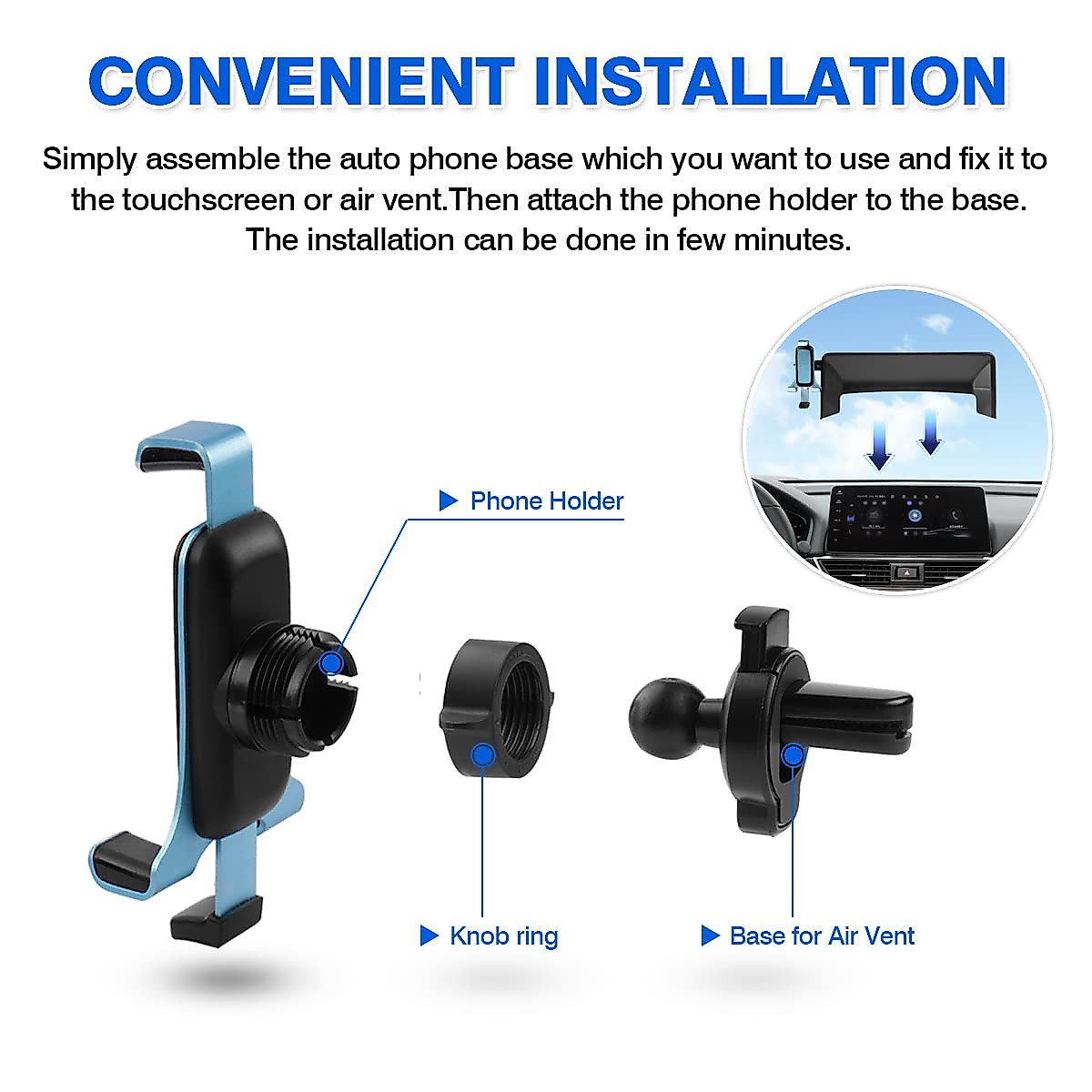 Autorder Car Phone Holder for Honda Accord 2018-2021 2022 Accessories Air Vent Screen Fixed Clip Cell Phone Mount Hands-Free 360 Degree Rotation