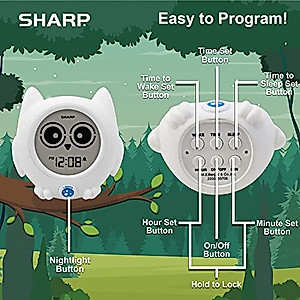 SHARP Ready to Wake Owl Sleep Trainer, Kid’s Clock for Ready to Rise, Ceiling Projection Nightlight and “Off-to-Bed” Feature – Simple to Set and Use!