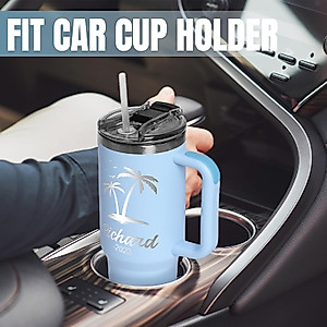 Personalized 40 Oz Tumbler with Handle and Straw Lid, Custom Stainless Steel Water Bottle Travel Mug with Names, Personalized Birthday Gifts for Mom Women Men Friend,Christmas (40 engraved)