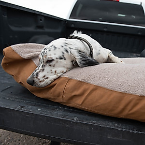 Carhartt Firm Duck Dog Bed, Durable Canvas Pet Bed with Water-Repellent Shell, Carhartt Brown with Sherpa Top, Large