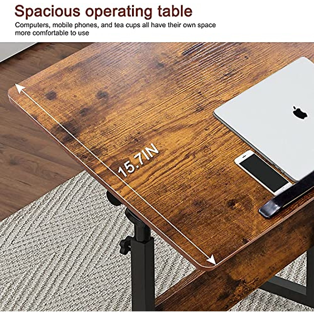 KOUPA Height Adjustable Mobile Standing Desk 16×24 in,360° Flip Desk Stand Desk Home Office Table Standing Desk for Small Space Offices,Easy to Assemble(Adjustable Height: 32in-47in)