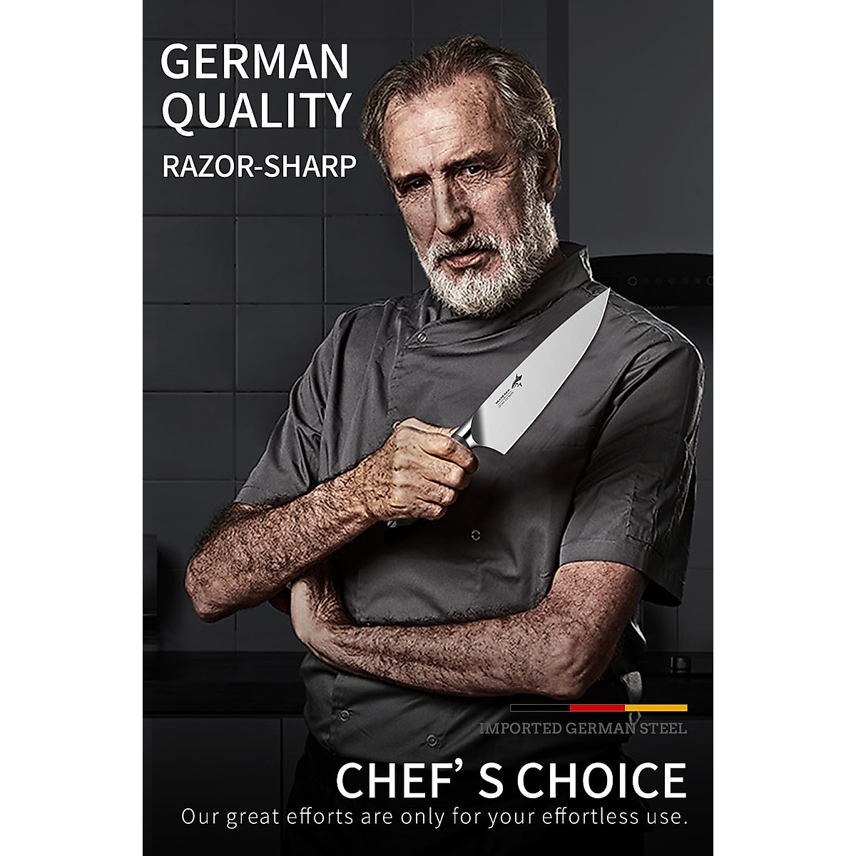 MAD SHARK Chef Knife, 8 Inch Kitchen Knife Razor Sharp Professional Chef’s Knife, Ergonomic Well Balanced Cooking Knife with Gift Box