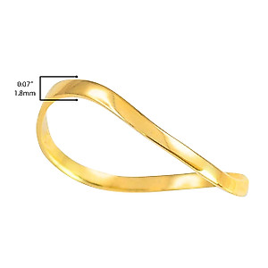 10K Yellow Gold High Polish Minimalist Wavy Curved Band Style Thumb Ring - Size 10