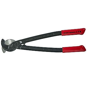 Klein Tools 63035 Cable Cutter, Made in USA, Utility Cable Cutter Cuts MCM Copper and 350 MCM Aluminum Cable, with Shear-Type Hook Jaws, 16-Inch Handles