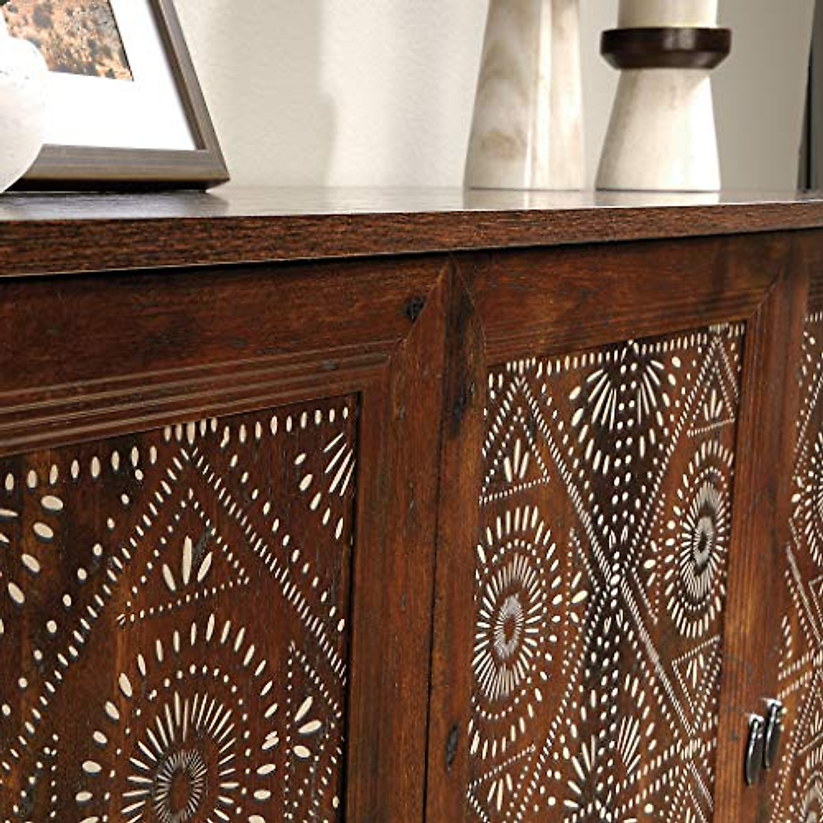 Sauder Viabella Storage Cabinet, L: 59.06" x W: 153.15" x H: 31.54", Brown