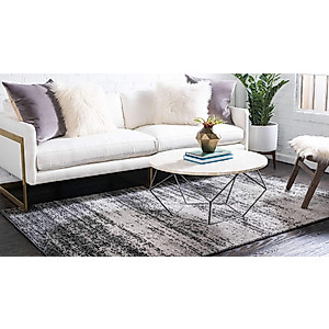 Unique Loom Del Mar Collection Area Rug - Lucille (9'x 12' Rectangle, Dark Gray/ Ivory)