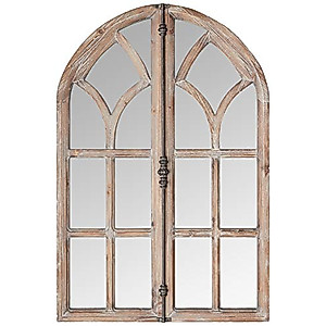 Amazon Brand – Stone & Beam Vintage Farmhouse Wooden Arched Multipanel Mantel Mirror, 36"H, Dark Stain