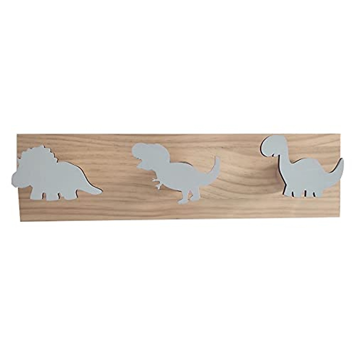 Coasta Kids Dinosaur Wall Mounted Coat Hooks Wooden Door Hanger for Boys Bedroom Nursery Playroom Decorations -Gray