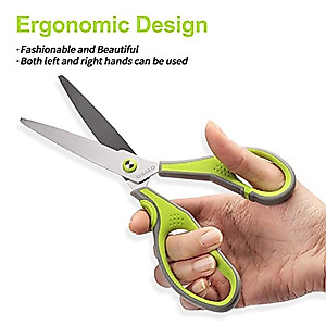 OSALO Scissors Office Right/Left Handed All-Purpose Craft Scissor Paper School 8inch Large Blunt Tip Scissors 2 Pack with Comfort Grip