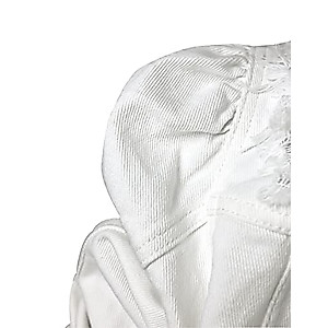 AMEBELLE Jean Jacket for Women Long Puff Sleeve Distressed Crop Denim Jackets Top(0002-White-L)