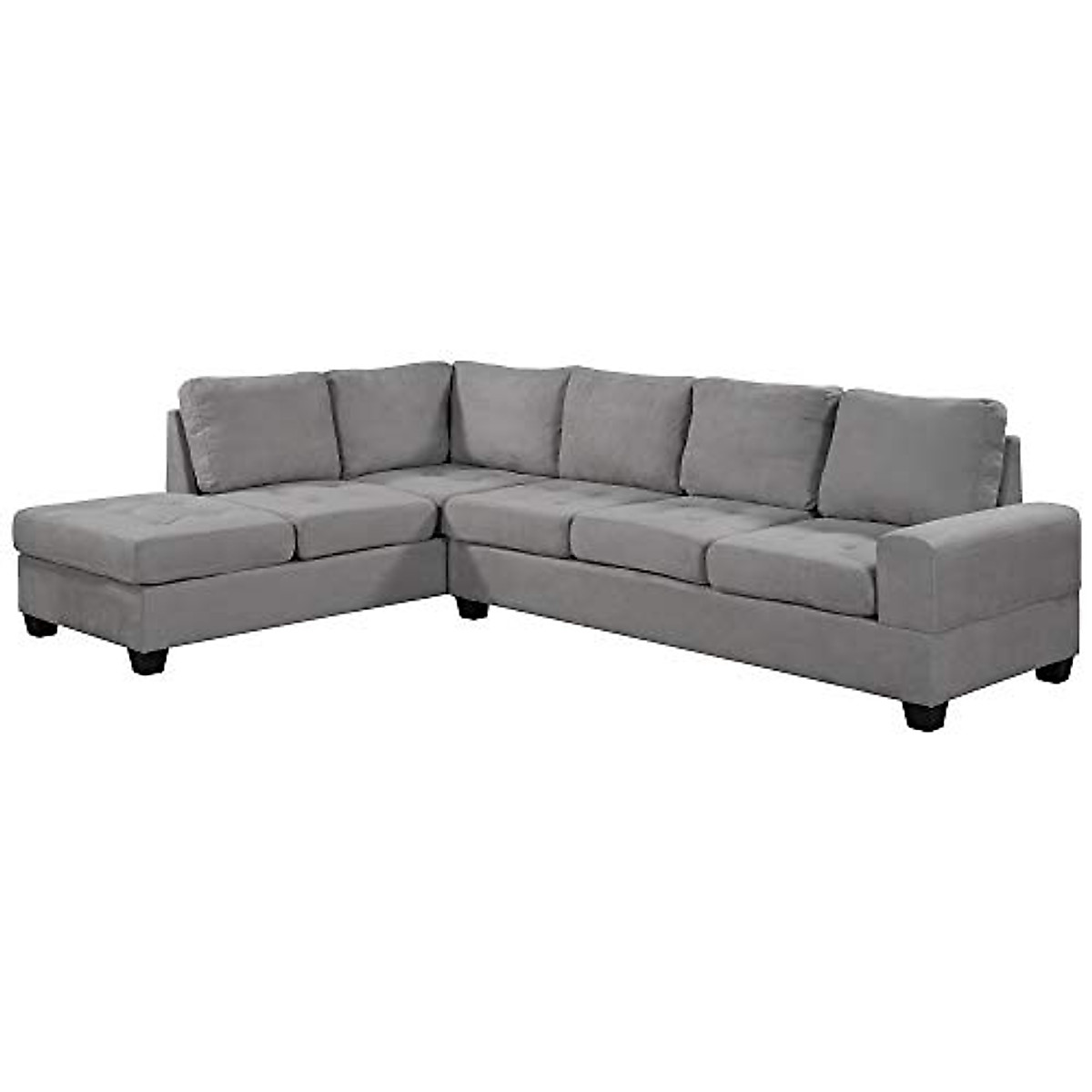Eafurn Velvet Upholstery Convertible Sectional Sofa with Reversible Chaise, L Shaped Corner Couch with Storage Ottoman and 2 Cup Holders,Button Tufted 6 Seater Sofabed for Living Room Furniture Sets