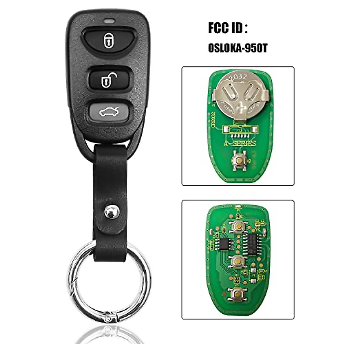 EMIHO Car Key Fob Fit for Hyundai Sonata 2011-2015, Keyless Entry Remote Replace 95430-3Q000 95430-3Q001, FCC ID：OSLOKA-950T, 2 Pack