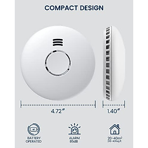 Ecoey WiFi Smoke Detector, WiFi Smoke Alarm with Photoelectric Technology and LED, Smoke Alarm with Test&Silence Function and Low Battery Warning for Home (Not 5G), TUYA APP, FJ158D-H04, 2 Packs