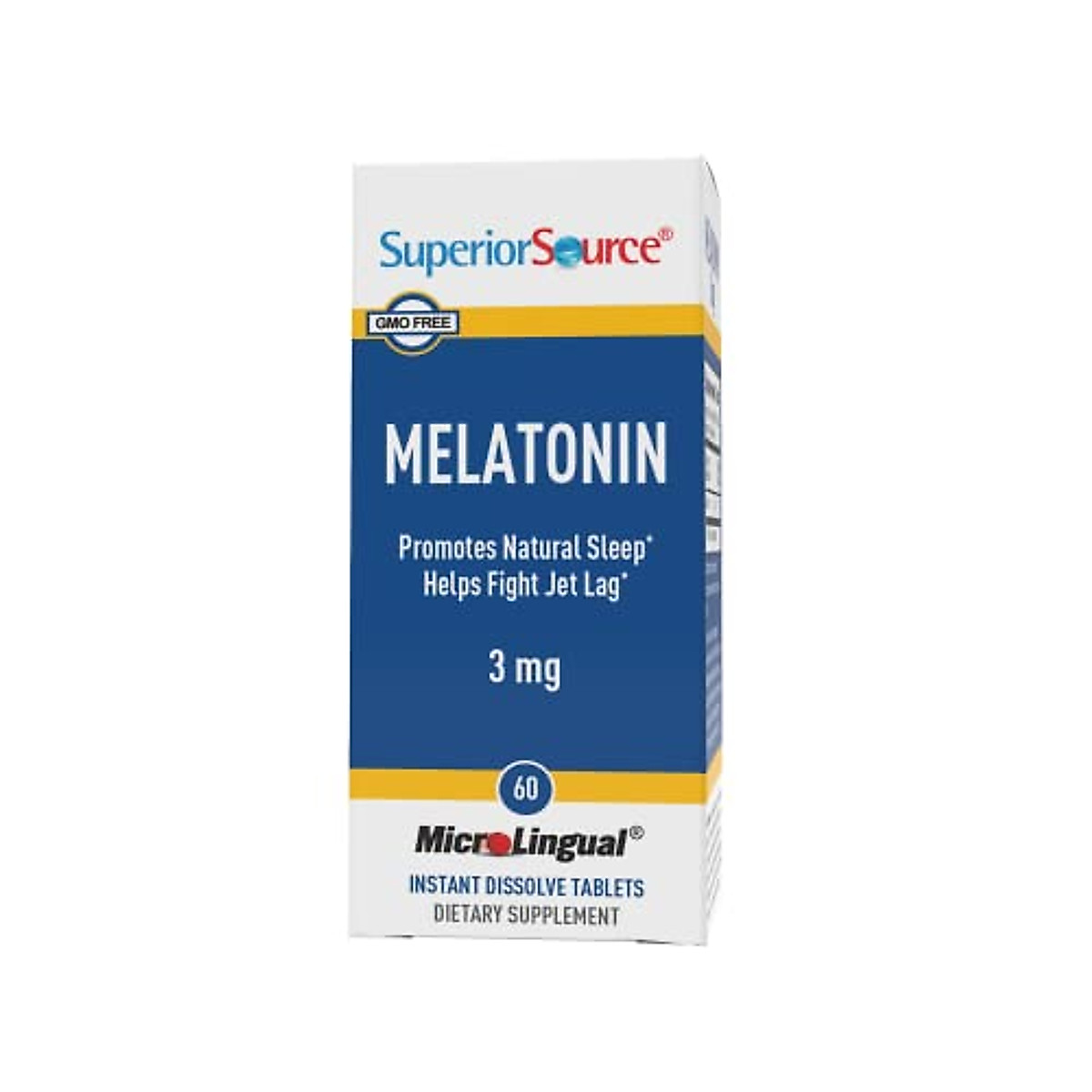 Superior Source Melatonin 3 mg, Quick Dissolve MicroLingual Tablets, 60 Ct, with Chamomile, Natural Sleep Support, Melatonin, for Adults, Non-GMO