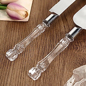 Decoration for All Occasions Silver Clear Knife and Server Crystal Handles Cake Serving Set Wedding Supplies DFAO-1-Z4740
