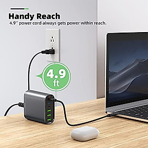 USB C Charger,155W USB C Charging Station Laptop Charger 6-Port Portable USB C Wall Fast Charger USB C Power Adapter for MacBook Pro/Air,iPad Pro,iPhone 14/13/Mini/Pro/13Pro Max/12 Samsung Galaxy Note