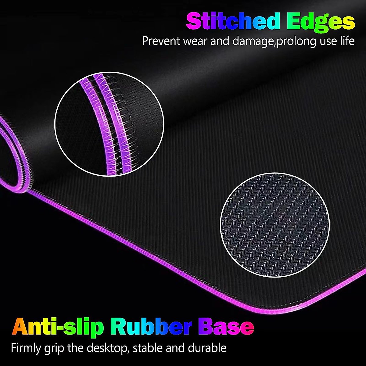 RGB Gaming Mouse Pad, DINKY Large Extended Soft Led Mouse Pad with 14 Lighting Modes, Water Resist Keyboard Pad, Computer Keyboard Mousepads Mat 35.4×15.8 inches-Cool Gaming