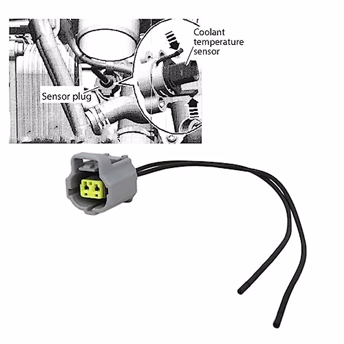 158-0421 Coolant Water Temperature Temp Sensor Connector Pigtail Fit for 2016 Toyota Tacoma SR5 Extended Cab Pickup 4-Door 2.7L