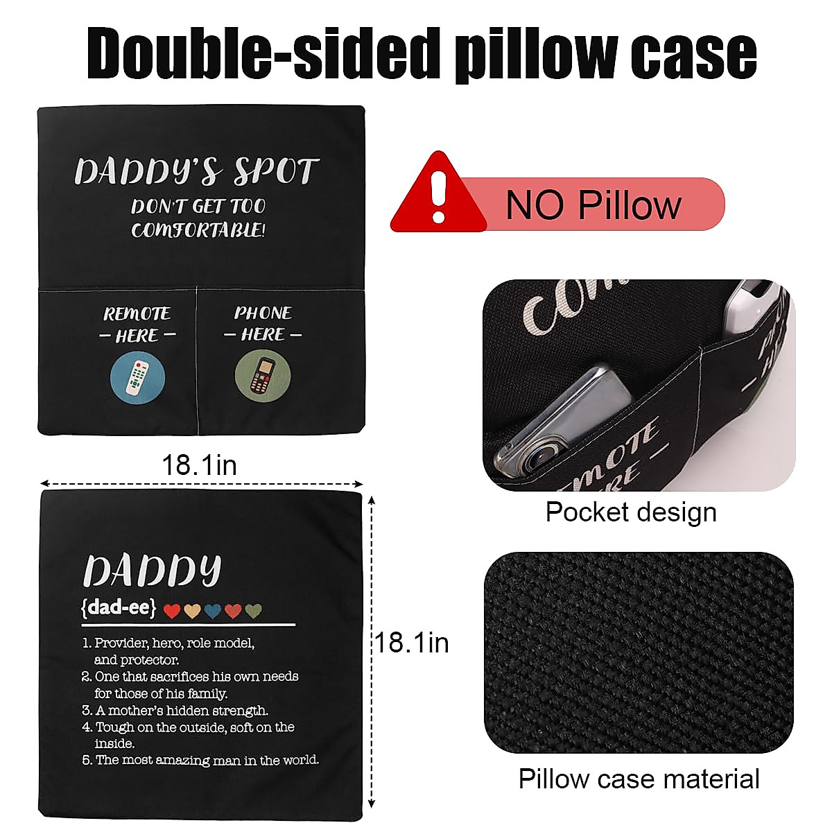 Daddy's Spot Tumbler & Pillow Cover - Best Dad Ever Gift from Daughter, Son or Kids - New Dad, Stepdad, Daddy Definition - Christmas, Birthday, Father's Day, New Baby Gifts