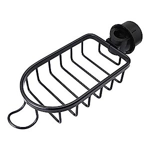 SinLoon Kitchen Faucet Sponge Holder, Sink Caddy Organizer, Space Aluminum Soap Dish Brush Rack Hanging for Kitchen & Bathroom Accessories(Black)