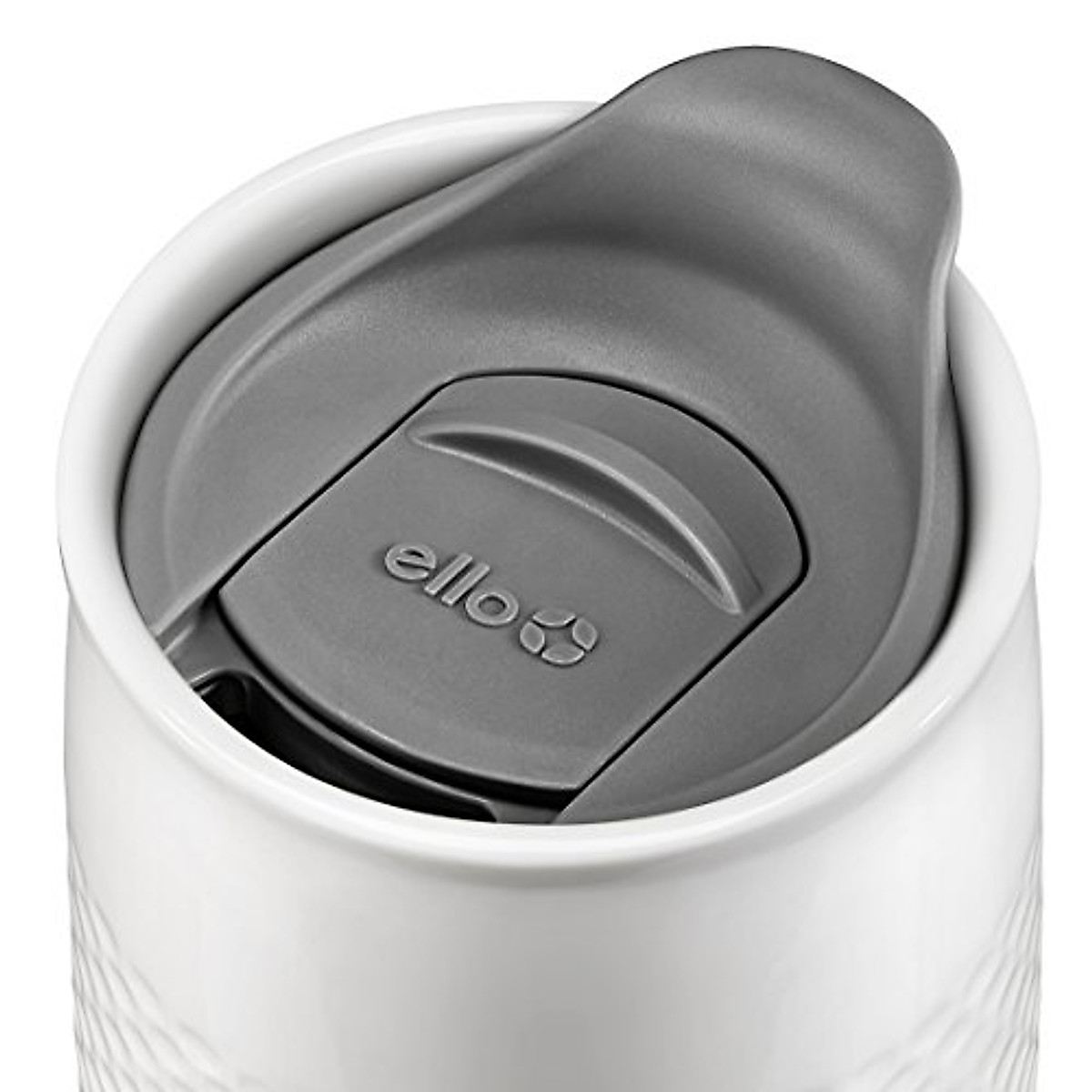 Ello Mesa Double-Wall Ceramic Travel Mug with Slider Lid, Grey, 12-ounce (355 ml)