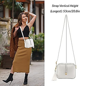 Small Crossbody Bags for Women White Purse Cross Body Handbags Stylish Designer Purses Evening Bag Vagan Leather Shoulder Bag with Tassel