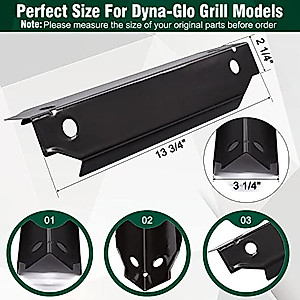 Criditpid Grill Replacement Parts for Dyna-Glo 3-Burner DGC310CNP-D, DGC310RNP-D, DGC310BNP-D Grill Models. Grill Heat Plate, Heat Shields, Burner Cover for Dyna-Glo DGC310CNP-D.