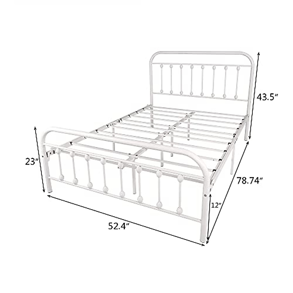 Kefair Full Size Bed Frame 12 Inch Mattress Foundation with Headboard and Footboard Platform Bed Frame，No Box Spring Needed, Easy Assembly(White)