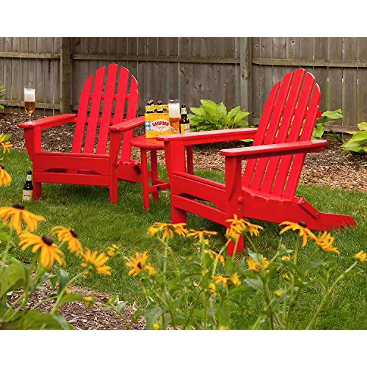 POLYWOOD AD5030SR Classic Folding Adirondack Chair, 38.5" H x31.25 W x 33.5" D, Sunset Red