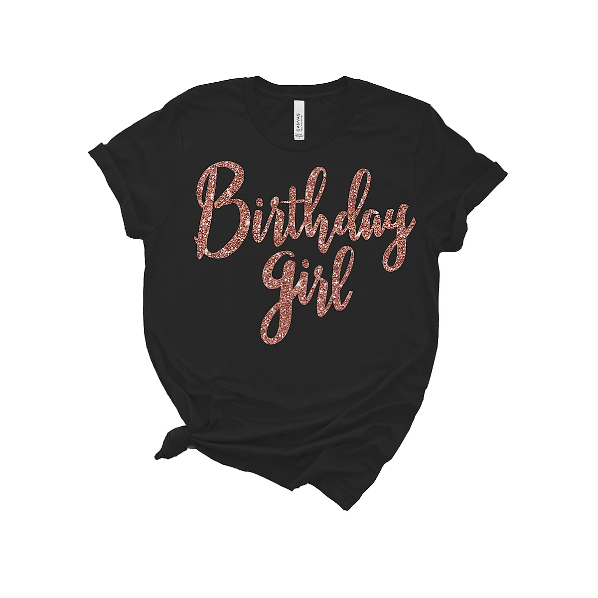 Birthday Shirts for Women - Rose Gold Girly Birthday Girl T-Shirt - Birthday Gifts for Women - Large - Black Tee(BdyGrl RG) Blk/Lrg