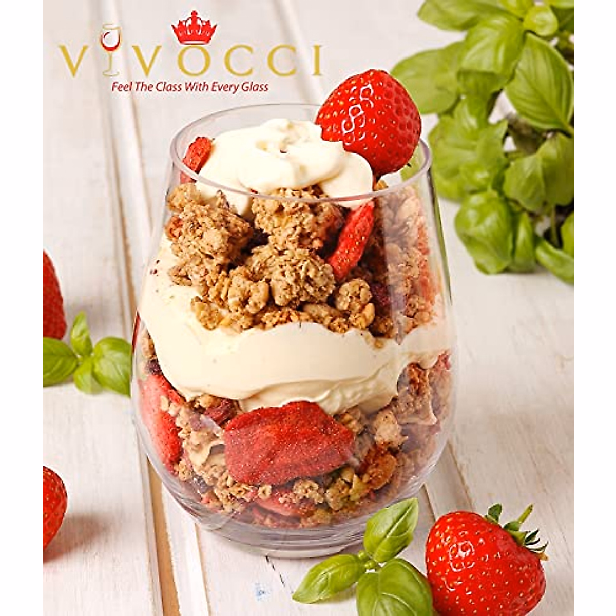 Vivocci Unbreakable Elegant Plastic Stemless Wine Glasses 20 oz | 100% Tritan Heavy Base | Shatterproof Glassware | Ideal For Cocktails & Scotch | Perfect For Homes & Bars | Dishwasher-Proof, Set of 4