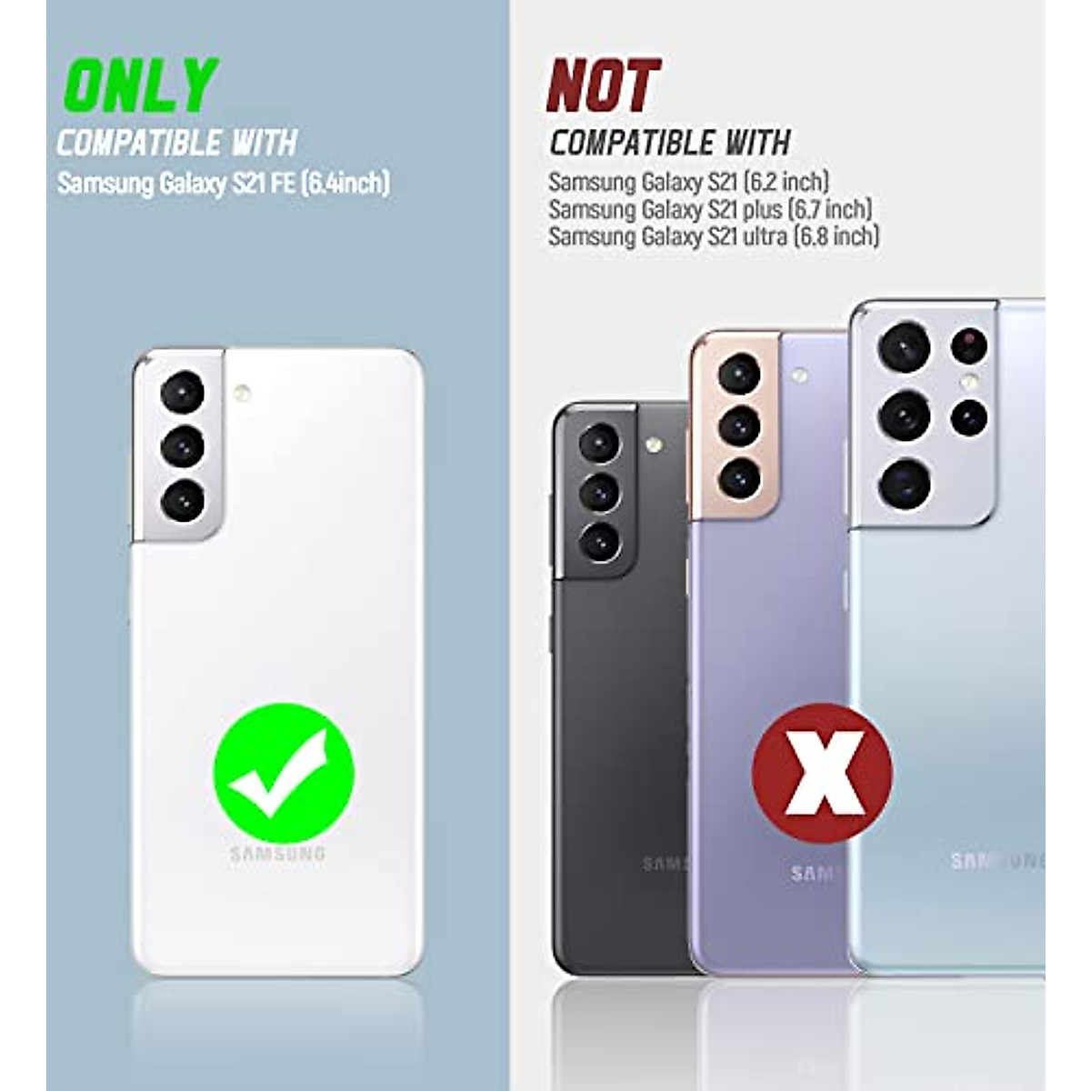 Oterkin for Samsung Galaxy S21 FE Case,Heavy Duty Military Grade Shockproof Case with Kickstand Ring Tempered Glass Screen Protector S21 FE Case Support Magnetic Car Mount (Black)