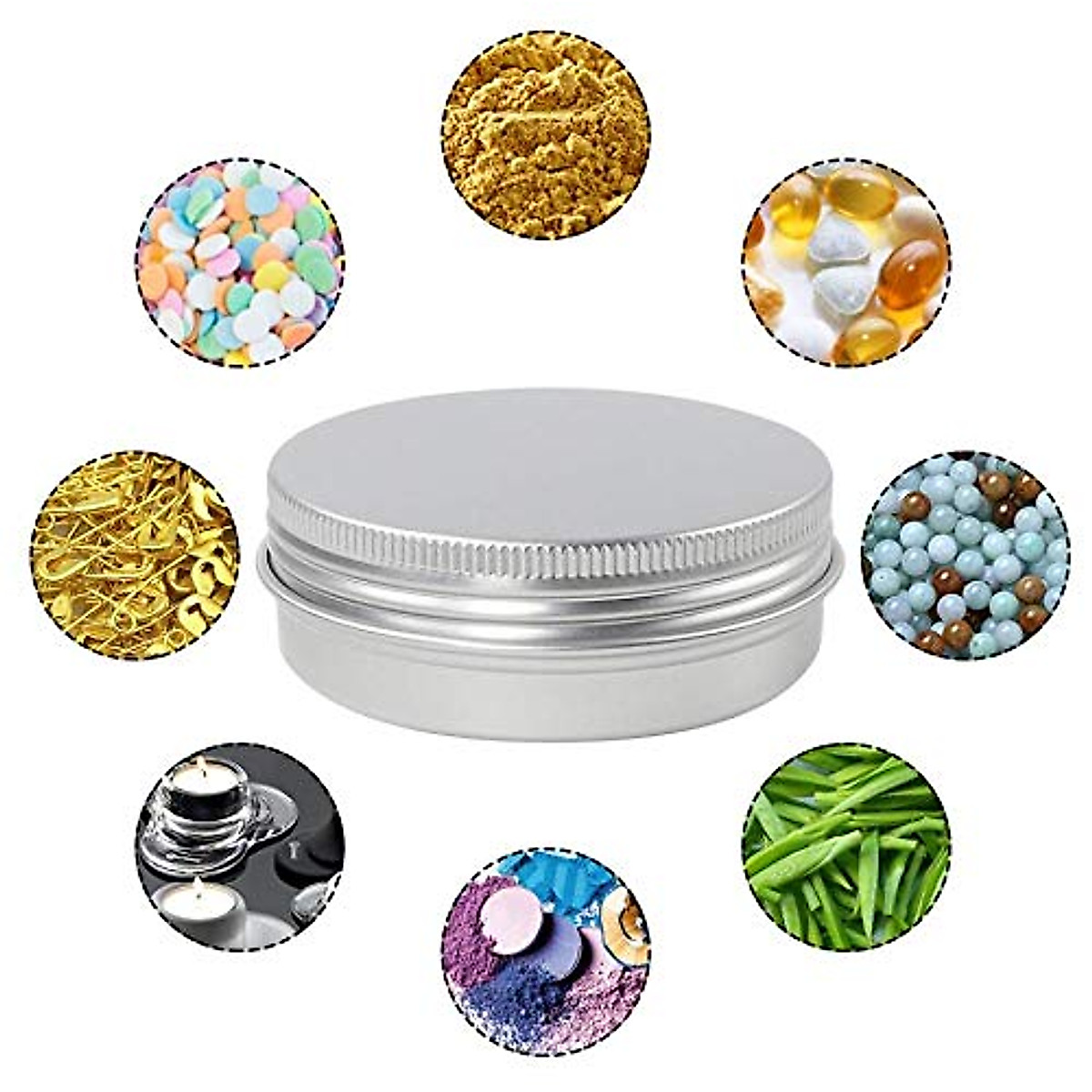 48 Pcs 1 oz Tins Silver Aluminum Tins Cans Screw Top Round Steel tins Screw Lid Containers