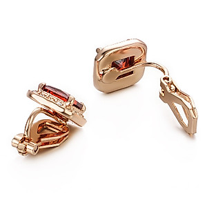 Yoursfs Clip on Square Earrings For Women Non Pierced Ears SImitation Red Ruby Cubic Zirconia Earrings