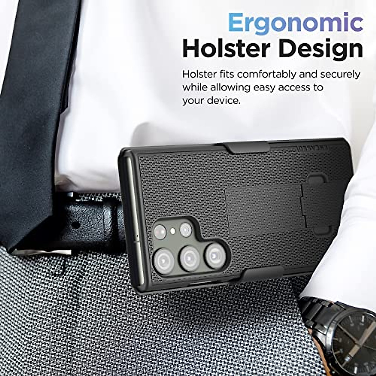 Encased DuraClip Designed for Samsung Galaxy S23 Ultra Belt Clip Case, Slim Phone Case with Holster (Black)