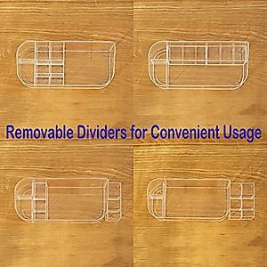 SUNFICON Makeup Tray Holder Organizer Cosmetic Display Case Tabletop Desktop Vanity Countertop Bathroom Wall Cabinet Medicine Storage Box 9 Dividers 2 Removable for Womens Ladies Girls Crystal Clear