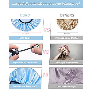 Auban Shower Cap for Women, Adjustable Reusable, Extra Large, Double-Layer Waterproof Bathing cap, Waterproof Exterior, EVA Lining, Hair Cap for All Hair lengths, 3 Colors