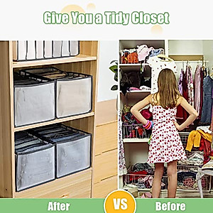 3PCS Washable Wardrobe Clothes Organizer, 7 Grids Foldable Visible Closet Organizer Clothes Drawer Mesh Separation Box for Jeans,Leggings,T-shirt,Skirts,Kid Clothes Compartment Storage Box