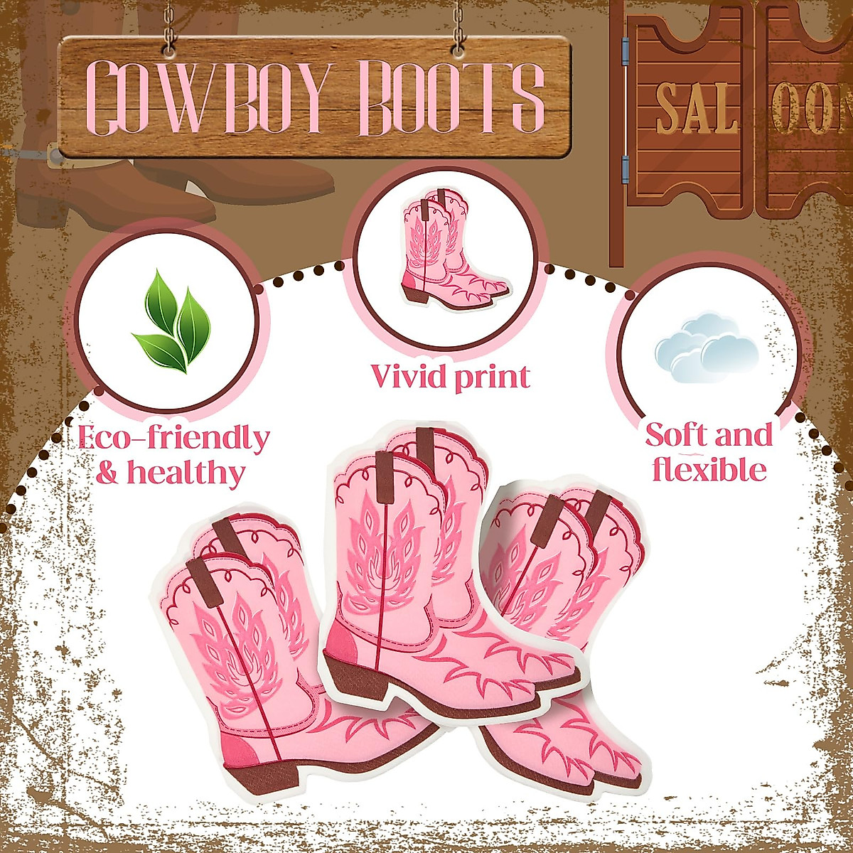 Henoyso 100 Pcs Cowgirl Napkins Western Napkins Cowgirl Baby Shower Decorations Western Party Napkin Cowgirl Boot Napkins for Cowgirl Party Supplies Birthday Dinner Table Decor